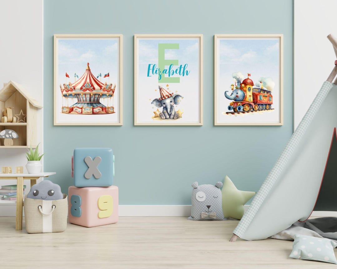 Custom Name Circus Theme Printable | Personalized Kids Nursery Art ...