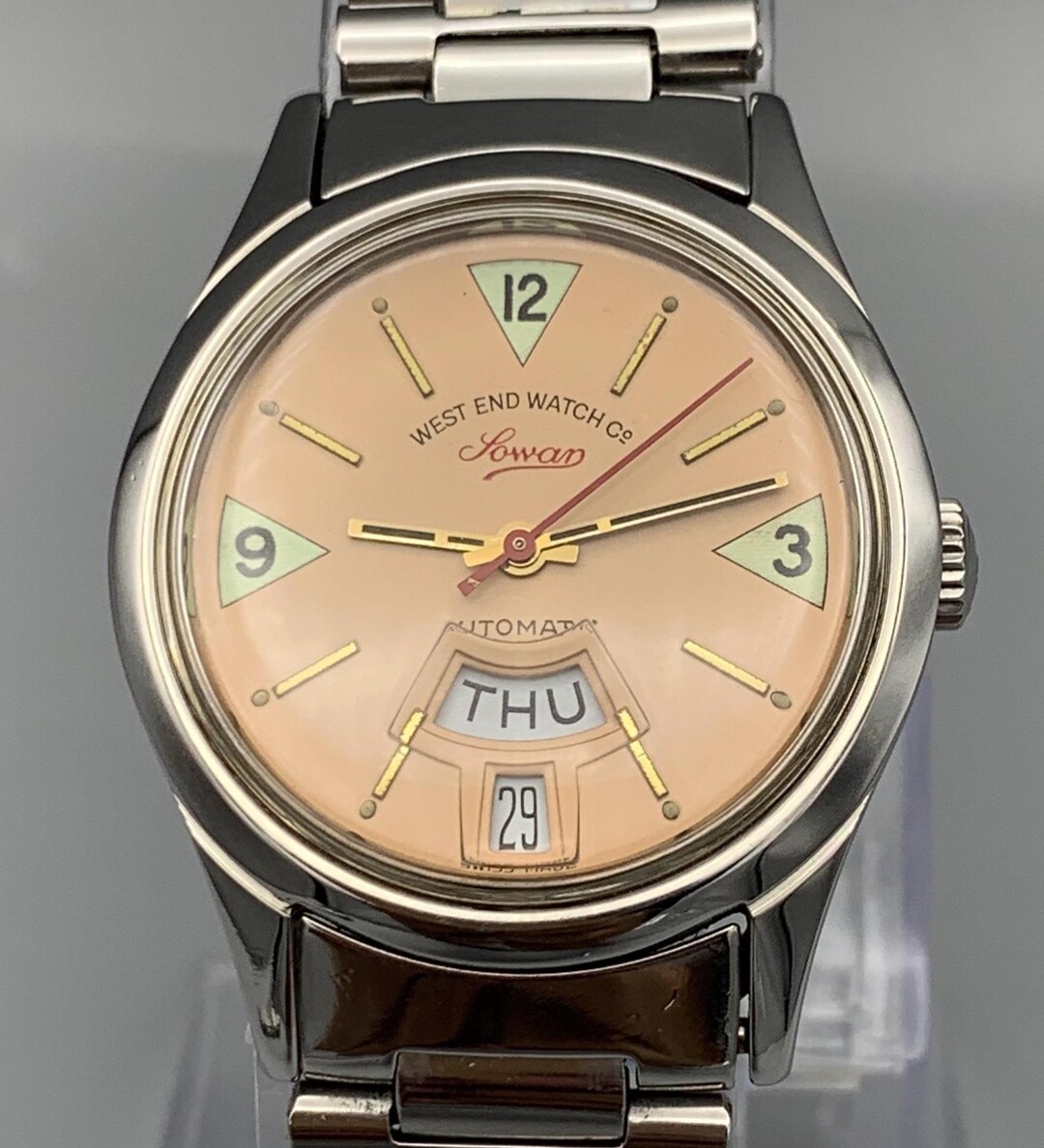 Vintage West End Watch Co. Sowar, Salmon Pink Dial Automatic - Etsy