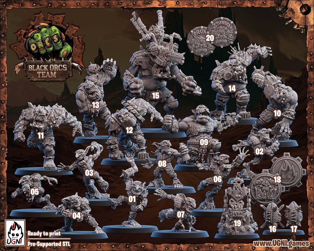 Black Orc Mad Max-style Team Fantasy Football UGNI Miniatures 3D ...