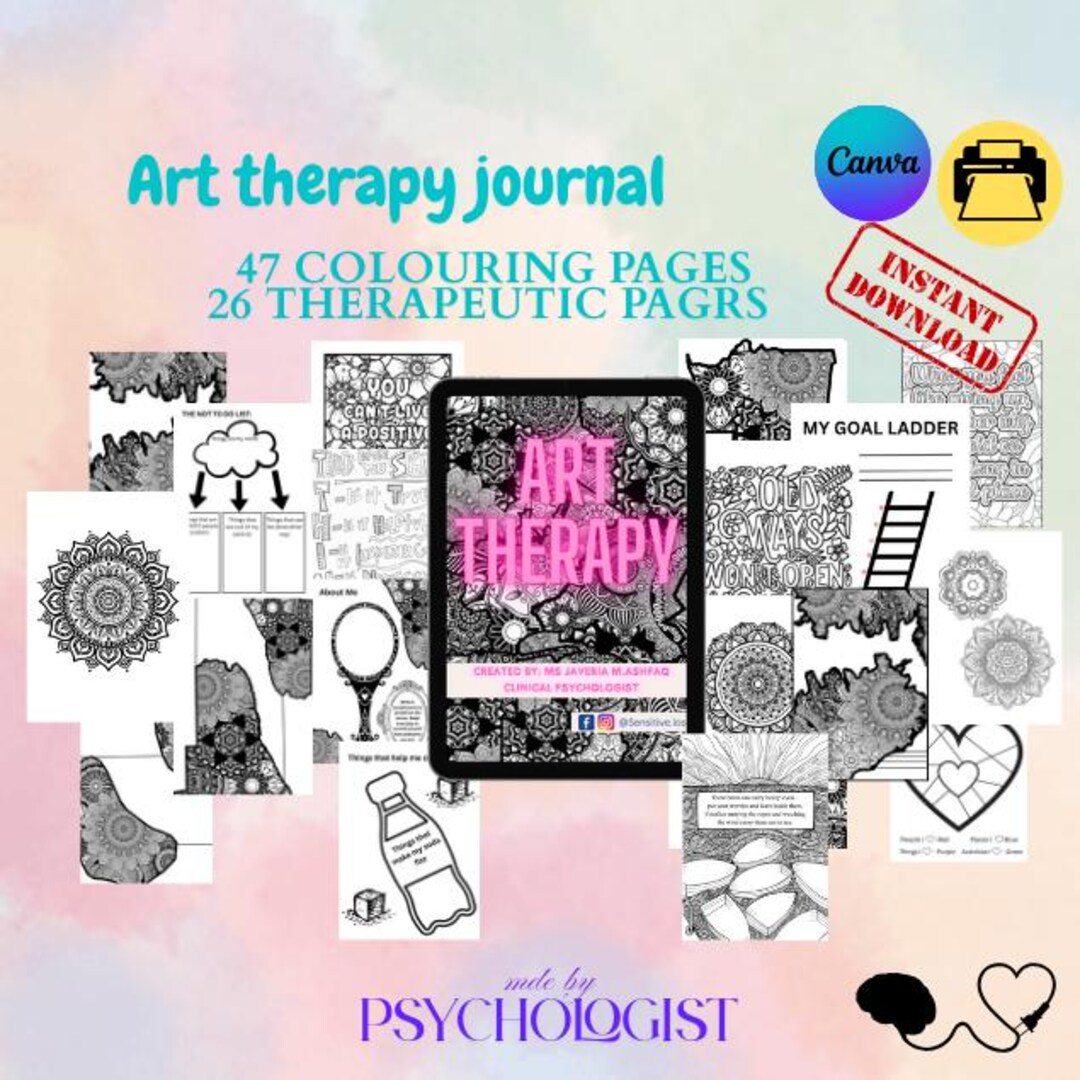 Mandala Art Therapy Journal: Floral Coloring Pages, Self-reflection ...