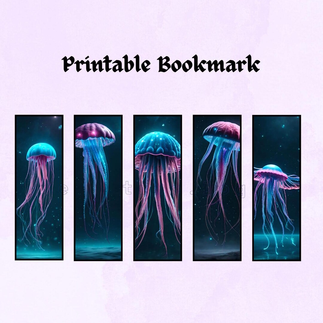 Jellyfish Printable Bookmarks, Ocean Digital Download Bookmark Sheets ...