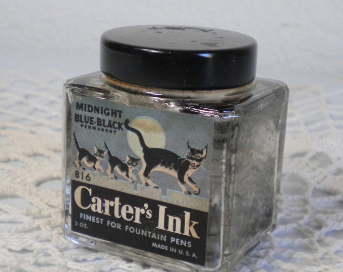 Vintage Carter's Ink Bottle Cat With Kittens Glass Cube - Etsy