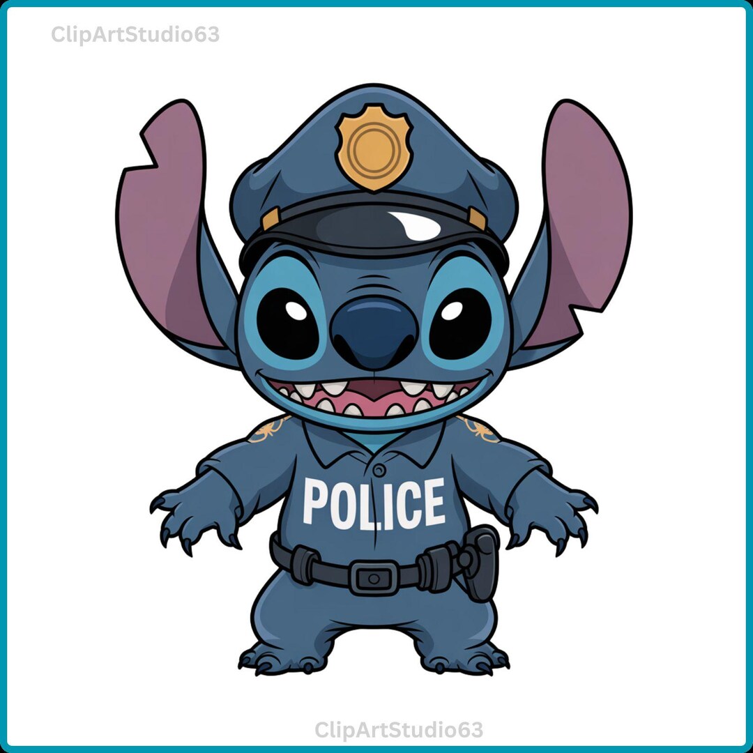 Cute Stitch Clipart, Stitch Png, Stitch Policeman Png, Cute Cartoon ...