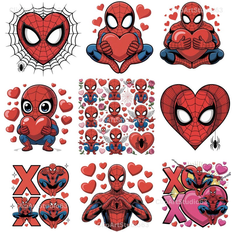 Spidey Valentine PNG, Kids Superhero Clipart (digital Download) - Etsy