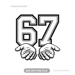 Six Seven 6 7 Meme Funny Hands SVG PNG Bundle, Viral Internet Meme ...