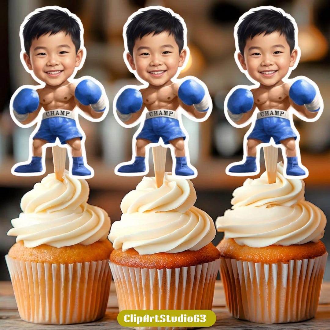 Boxing Cupcake Toppers: Personalized Party Decorations (digital ...