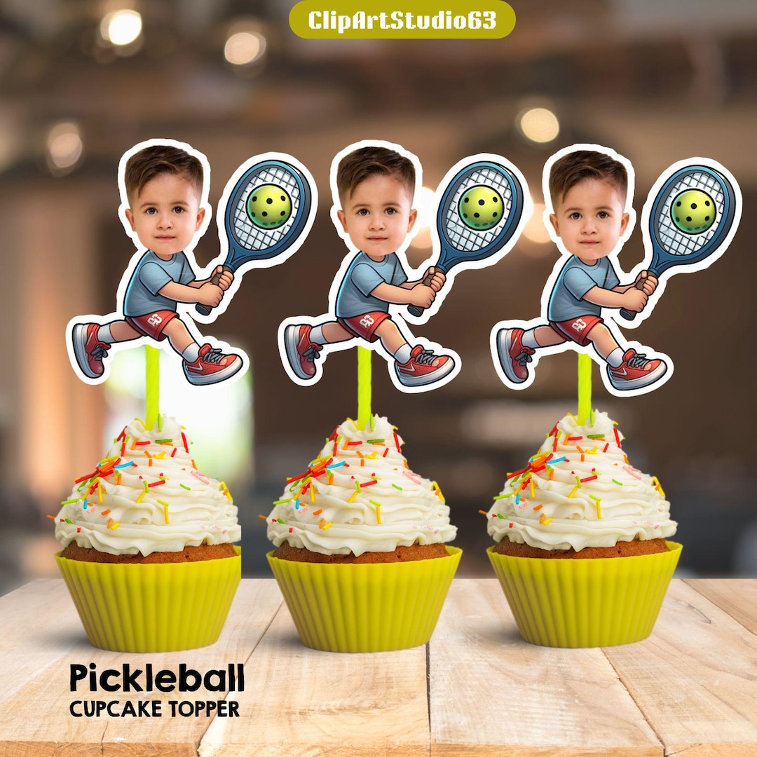 Personalized Pickleball Face Cupcake Toppers: Custom Party Decor ...