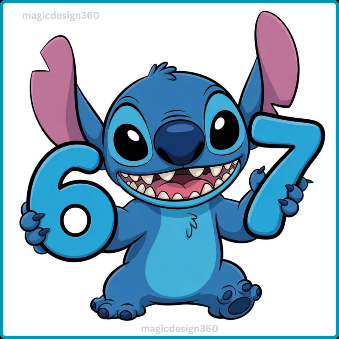 6 7 Stitch Meme PNG | Stitch Six Seven Meme 6 7 PNG | 6 7 Png | Six ...