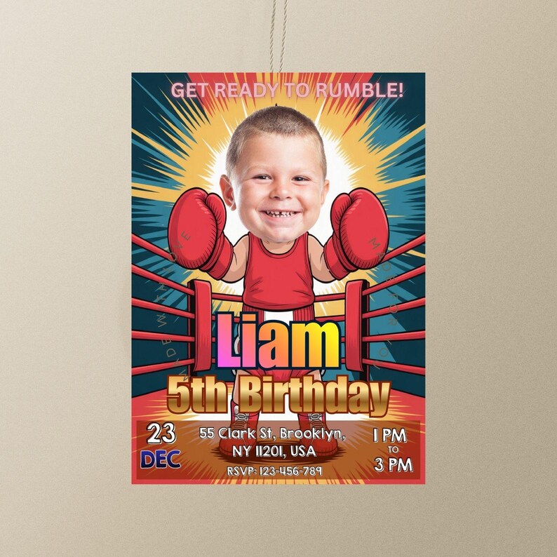 Personalized Boxing Birthday Invitation | Wrestling Theme (digital ...