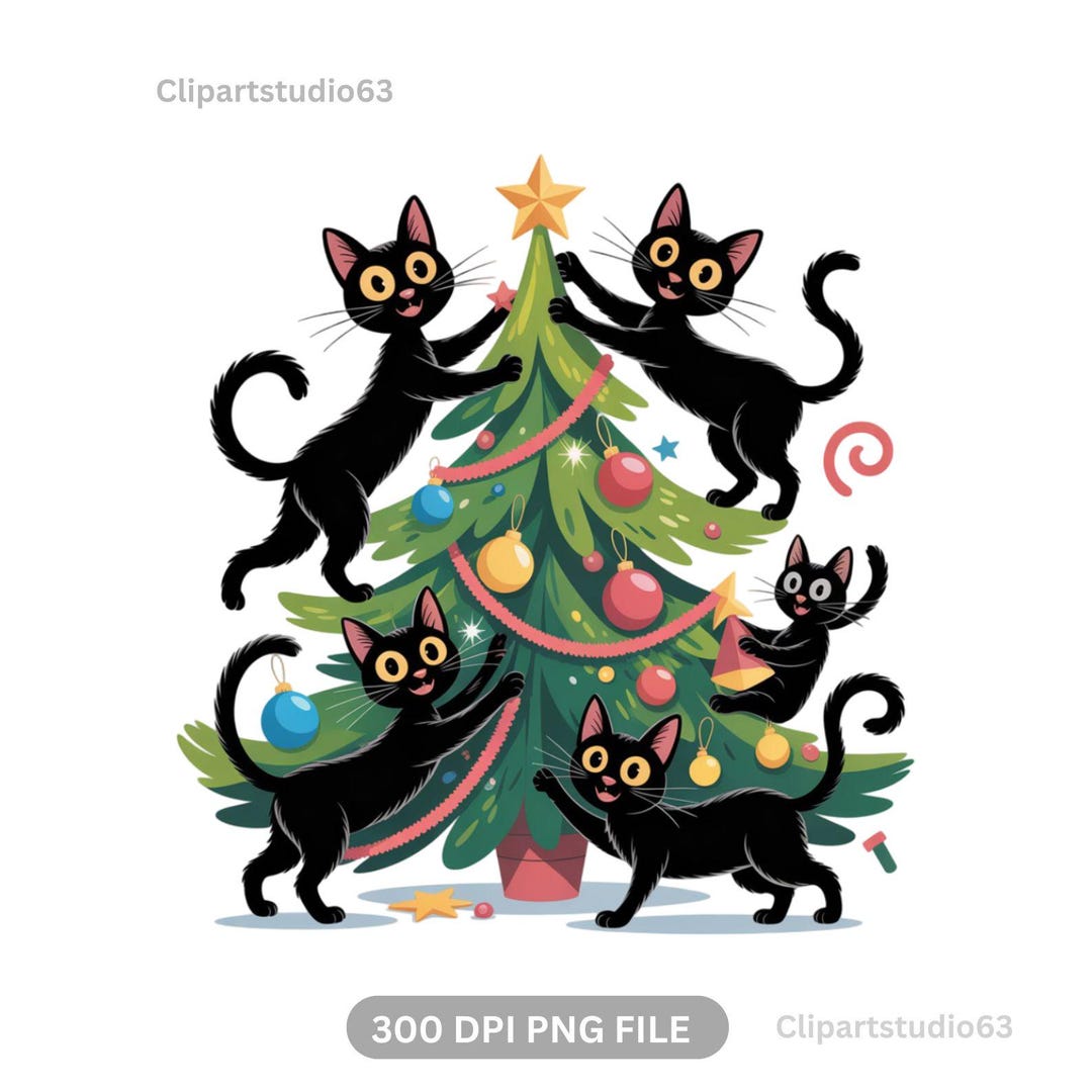 Christmas Tree and Cat Png, Cute Christmas Png, Cat Owner Christmas ...