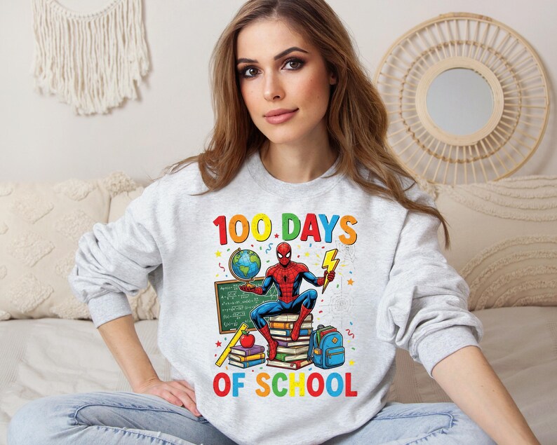 Spiderman 100 Days of School PNG | Superhero 100th Day Sublimation ...