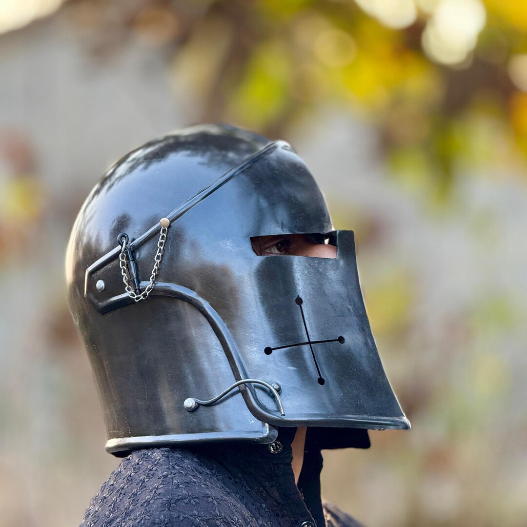 Blackened Barbuta Helmet ~ Medieval Knight Armor 18g Mild Steel Helmet ...