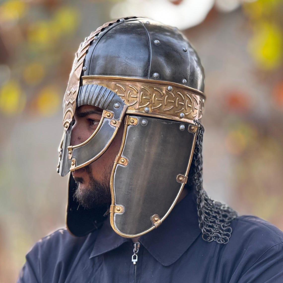 Gjermundbu Viking Helmet Anglo-saxons Medieval Helmet With Chainmail ...