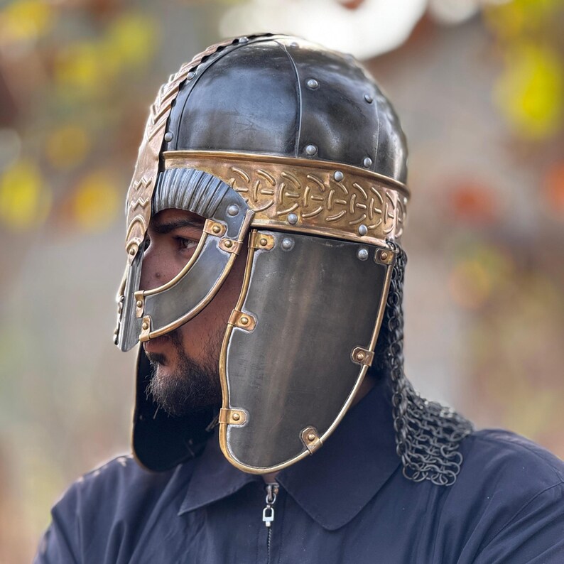 Gjermundbu Viking Helmet Anglo-saxons Medieval Helmet With Chainmail ...