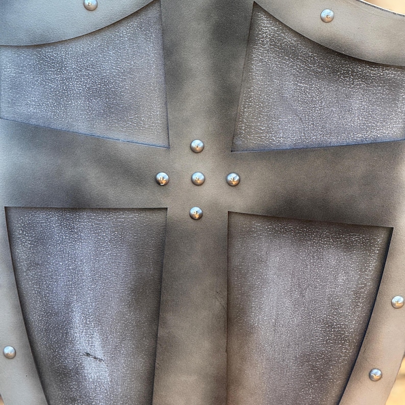 Grey Templar Shield | Medieval Knight Armor, Black Cross - Etsy