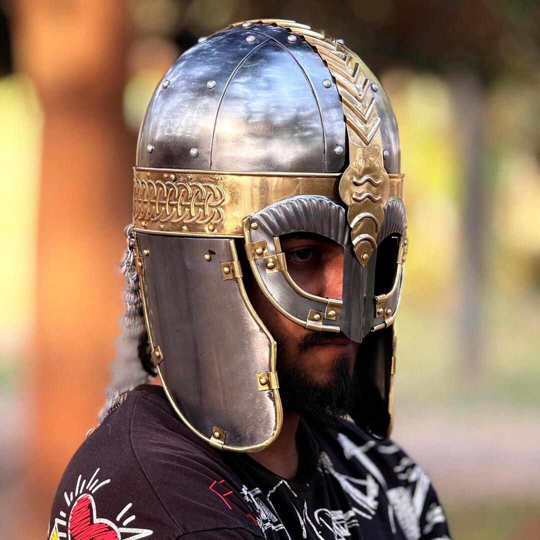 Gjermundbu Viking Helmet Anglo-saxons Medieval Knight Steel Helmet With ...