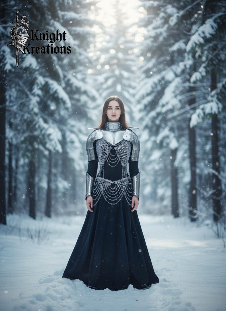 Female Knight Steel Lady Armor: Gorget, Pouldron & Chainmail - LARP ...