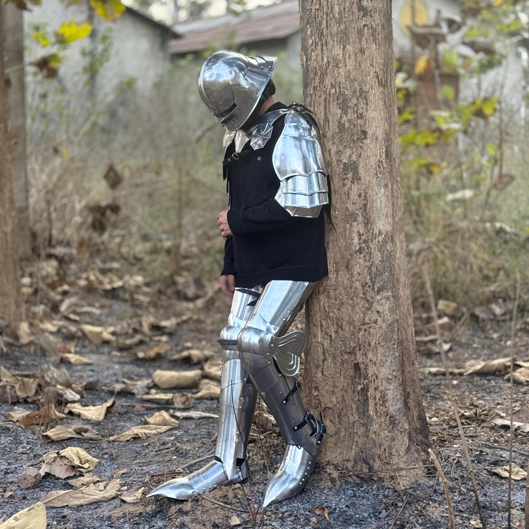 Medieval Knight Steel German Full Body Armor Suit - Knight Sallet ...