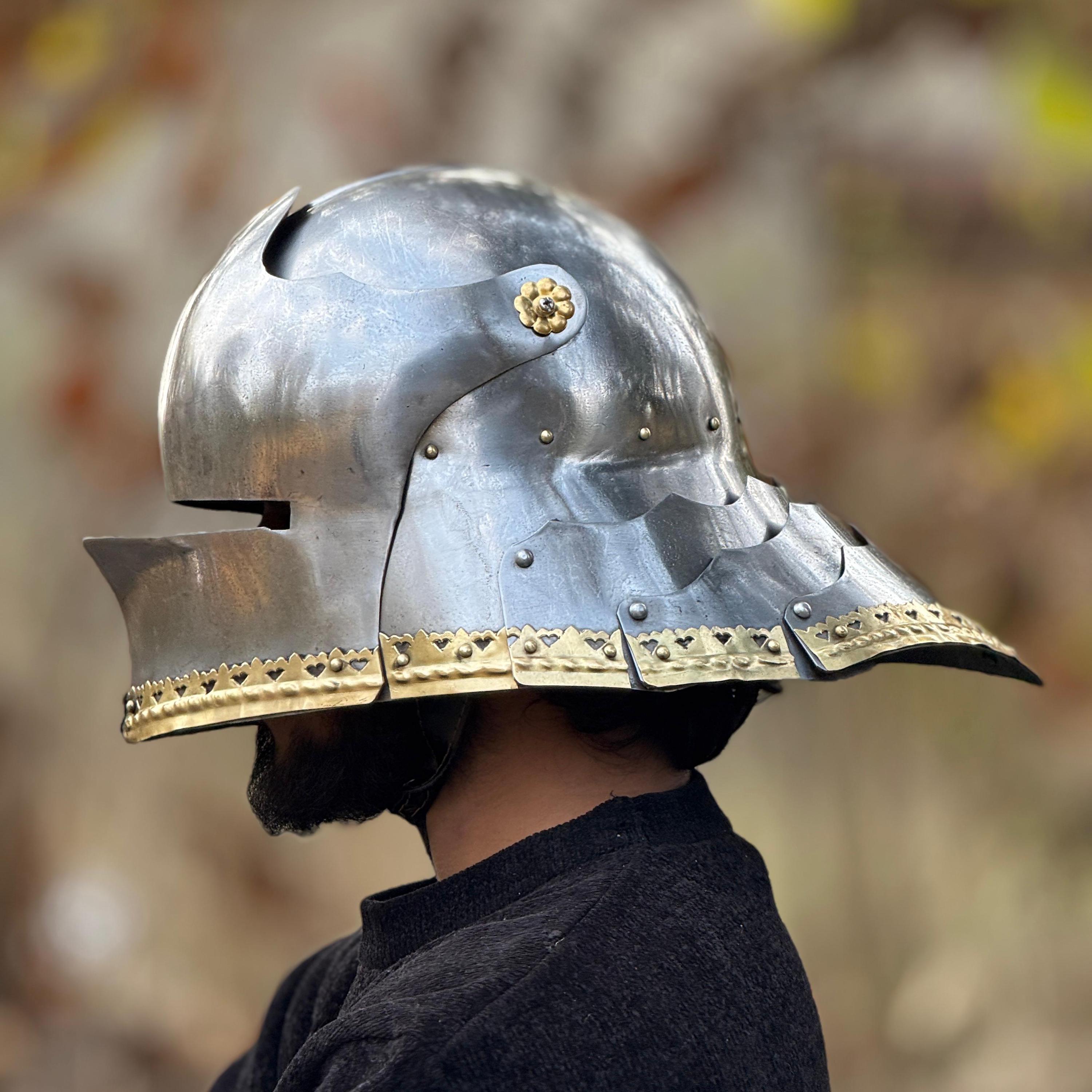 Medieval Steel Knight German Sallet Helmet Warrior Gothic Helmet Brass ...