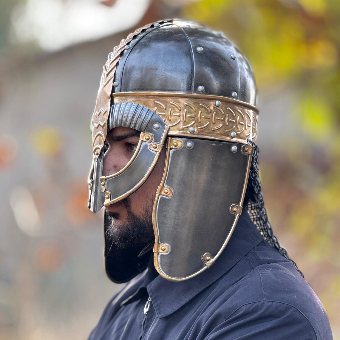 Gjermundbu Viking Helmet Anglo-saxons Medieval Helmet With Chainmail ...