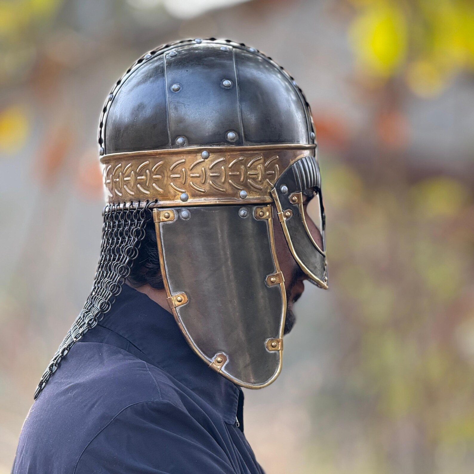 Gjermundbu Viking Helmet Anglo-saxons Medieval Helmet With Chainmail ...