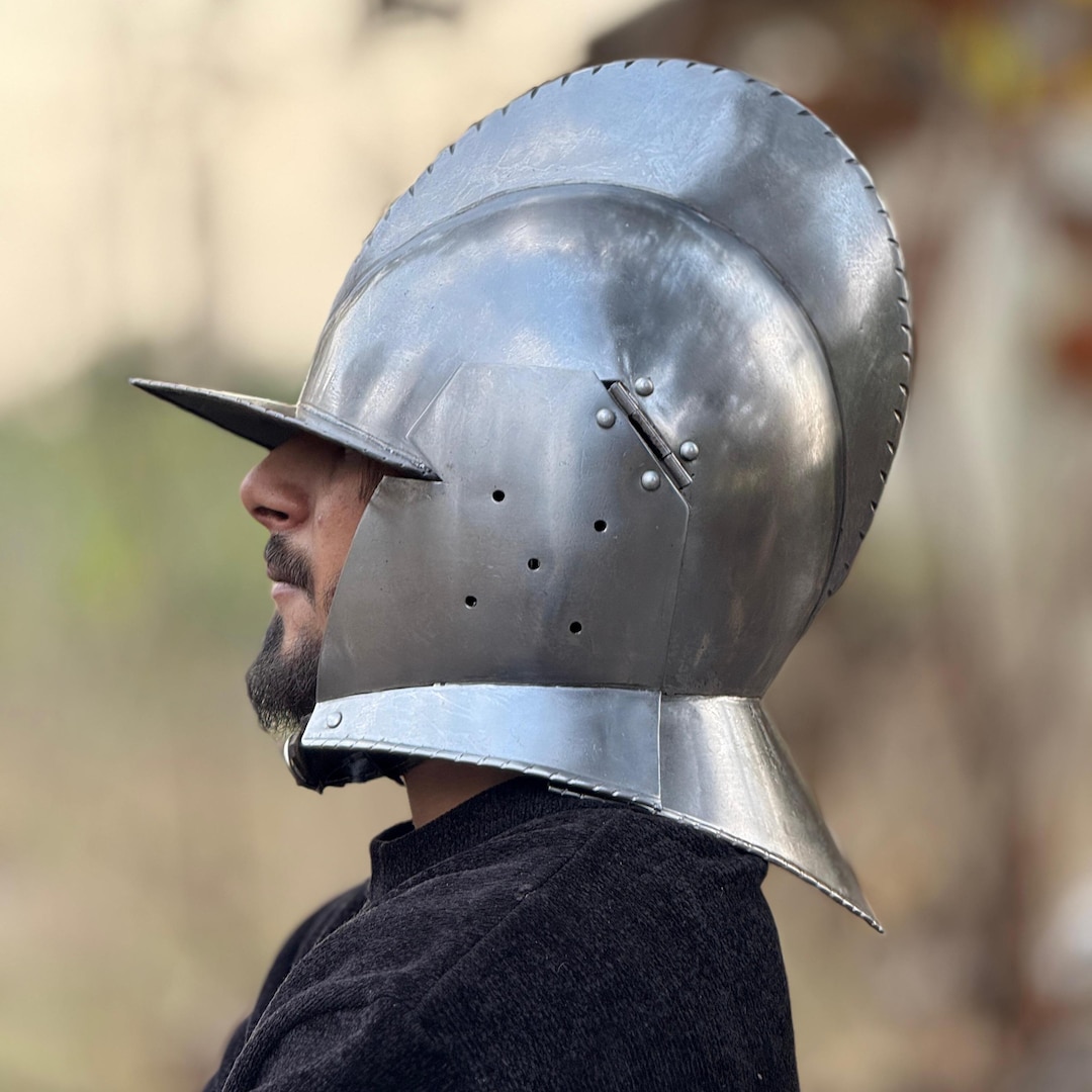 Medieval Knight European Closed Face Burgonet Helmet-larp, Cosplay ...