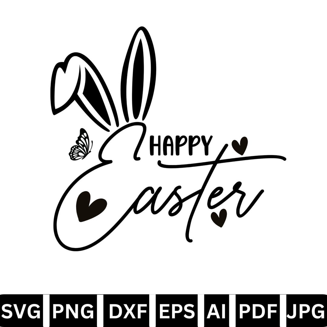 Happy Easter Bunny SVG, Bunny Outline Svg, Girls Easter Png, Easter Cut ...