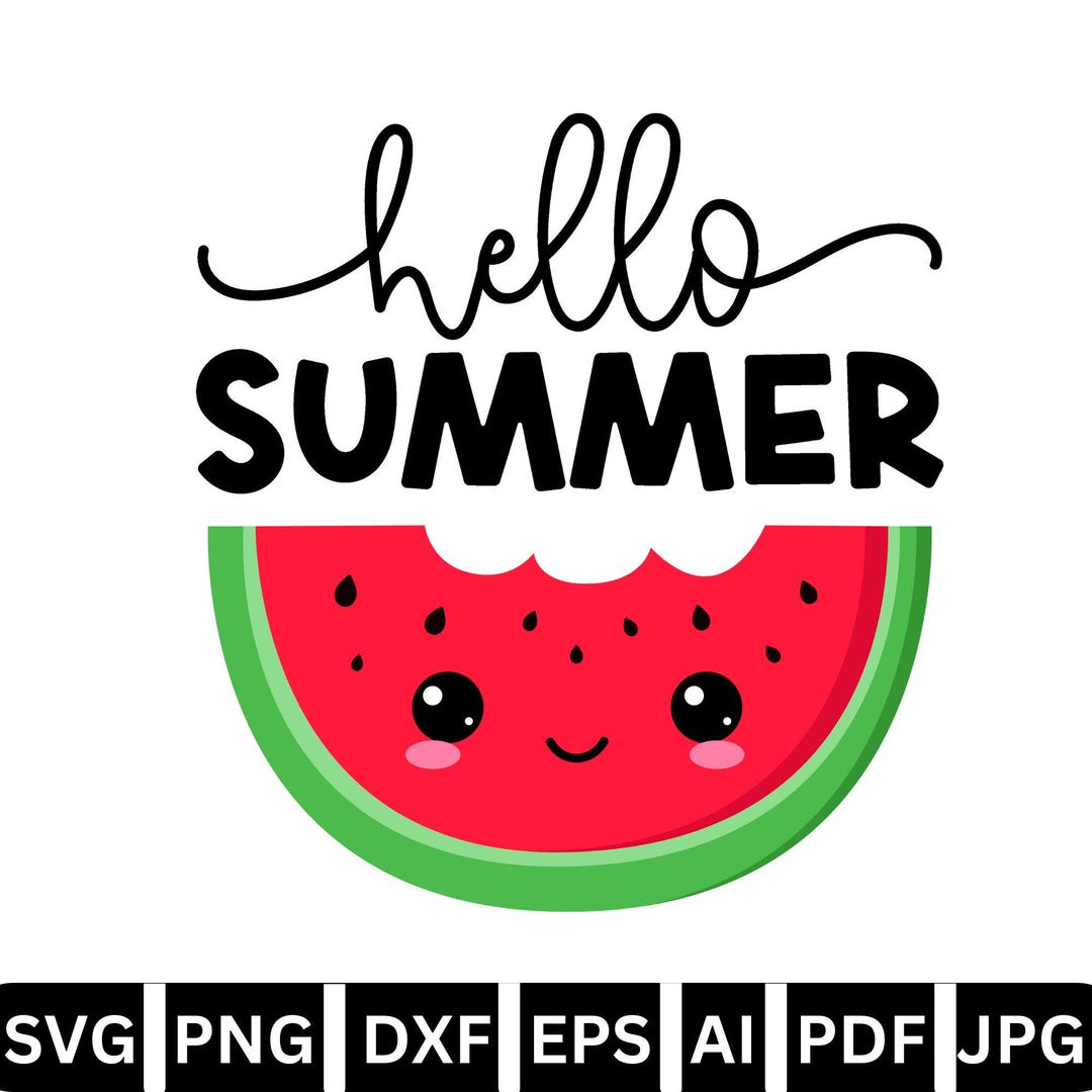 Hello Summer Watermelon SVG: Fun Cut File (digital Download) - Etsy