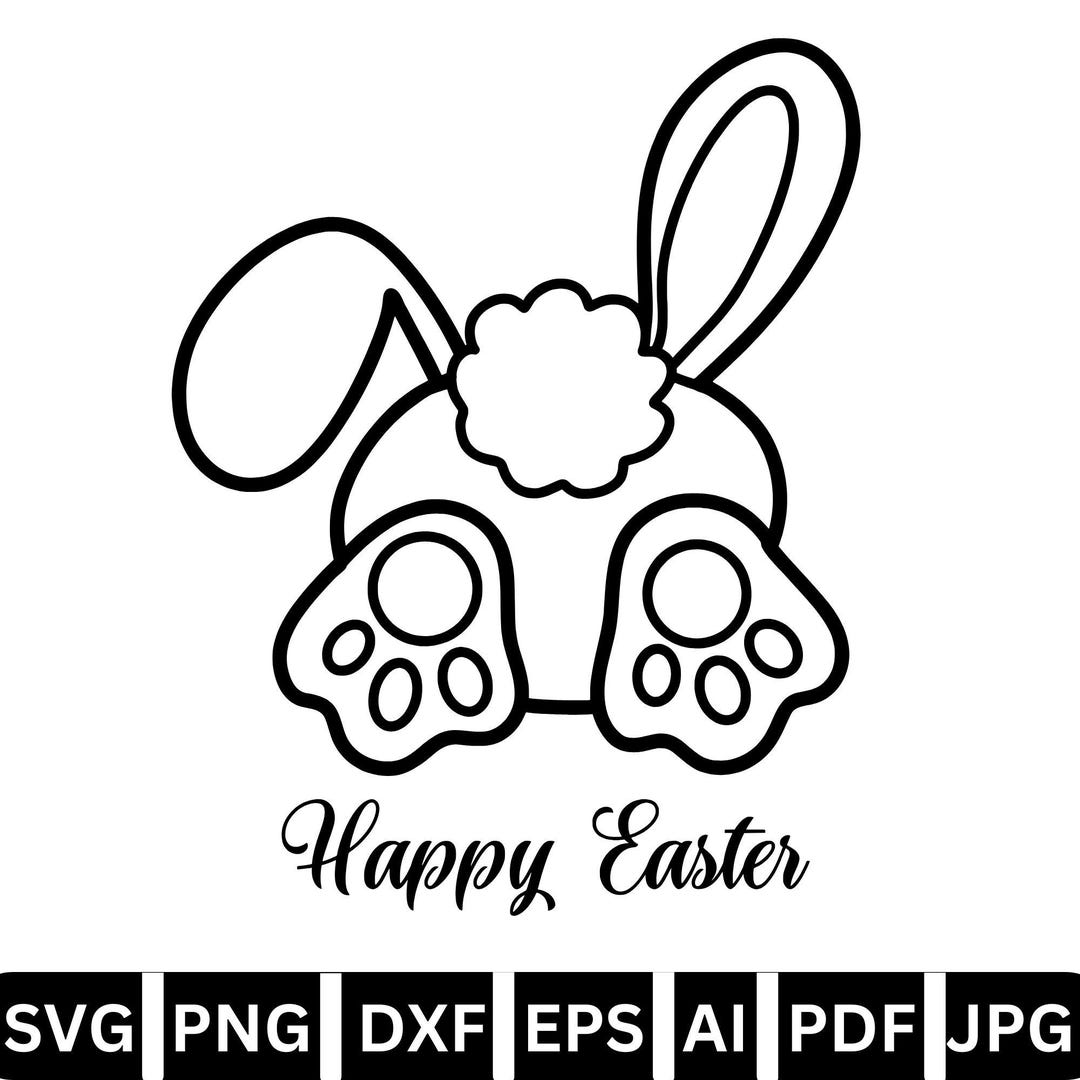 Happy Easter Bunny SVG, Bunny Outline Svg, Girls Easter Png, Easter Cut ...