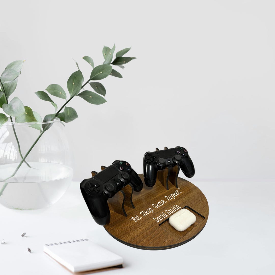 Wooden Controller Stand for PS5/PS4 | Dual Gamepad Holder Dock | Rustic ...