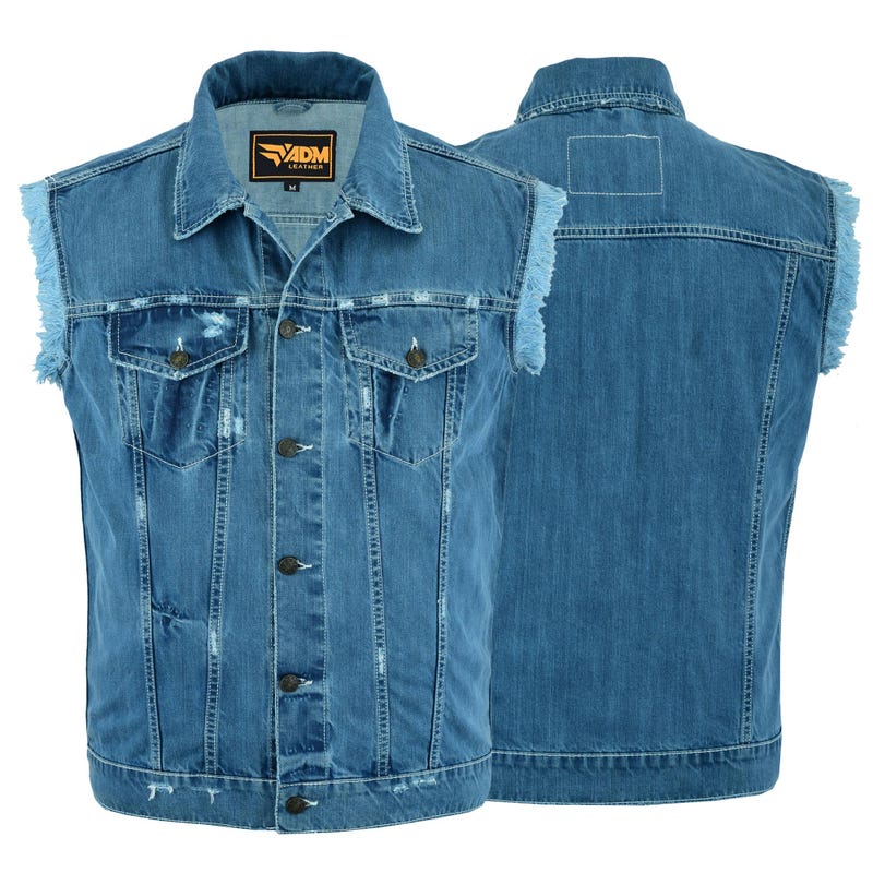 Denim Style Leather Vest - Etsy