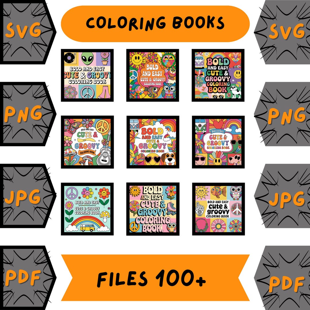 Groovy Retro 70s Coloring Book PDF – Fun Vintage Coloring Pages for ...