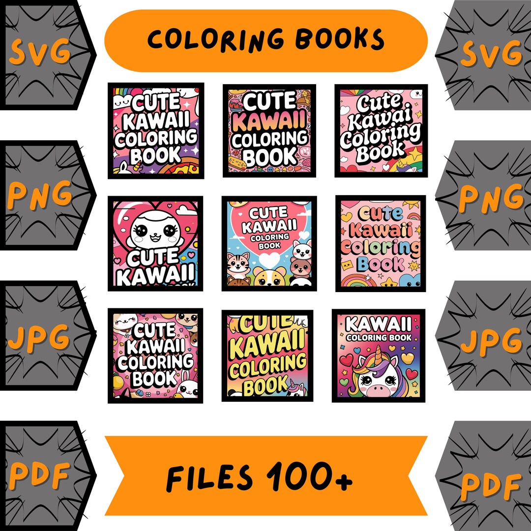 Kawaii Coloring Pages – Cute Printable Book for Kids & Teens – Digital ...