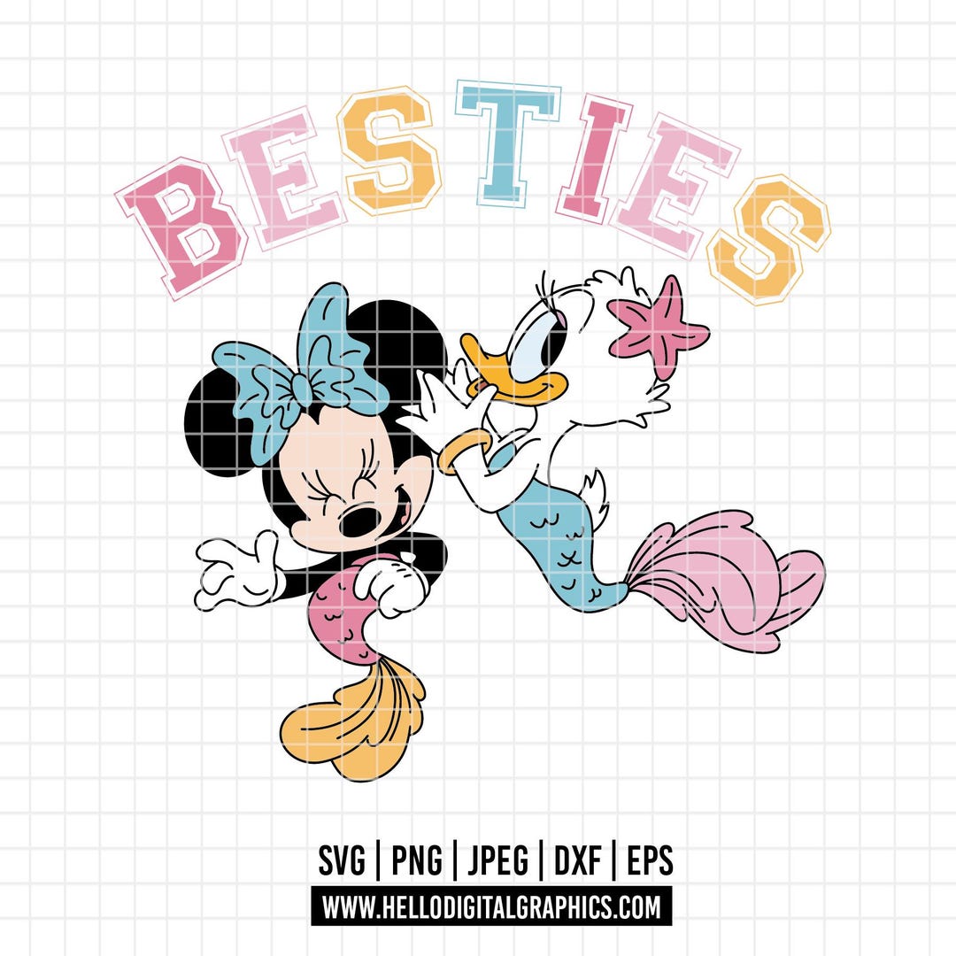 2466 - Little Mermaids Minniee and Daisy SVG, EPS, PNG - Disneyy ...