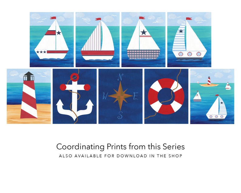 Sailboat Print - Nautical Ocean Art - Printable Art From Original Hand ...