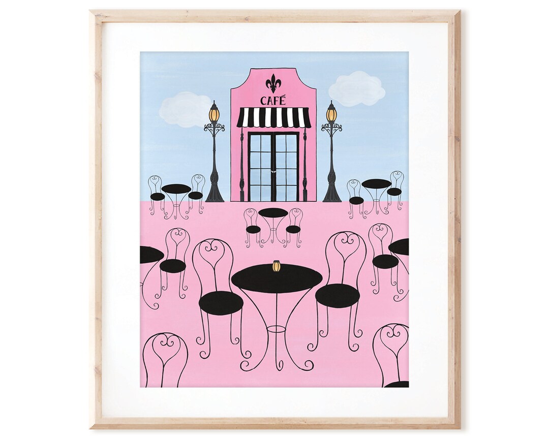Pink Paris Cafe - Printable Art From Original Hand Painted Designs ...