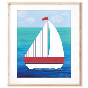 Sailboat Print - Nautical Ocean Art - Printable Art From Original Hand ...