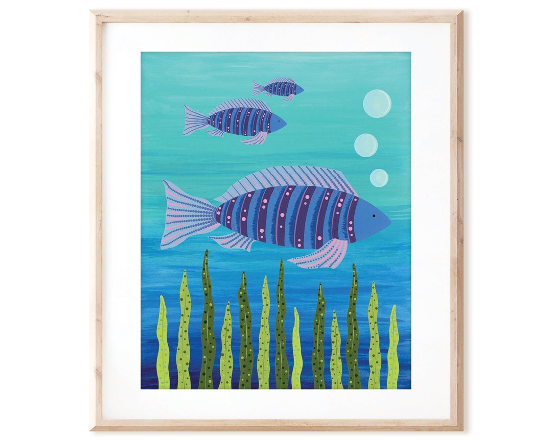 Blue Fish - Ocean Art - Printable Art From Original Hand Painted ...