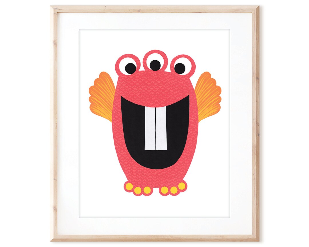 Freaky Fish Face Monster - Printable Art From Original Hand Painted ...