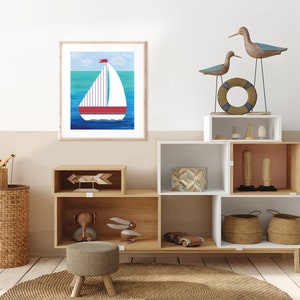 Sailboat Print - Nautical Ocean Art - Printable Art From Original Hand ...