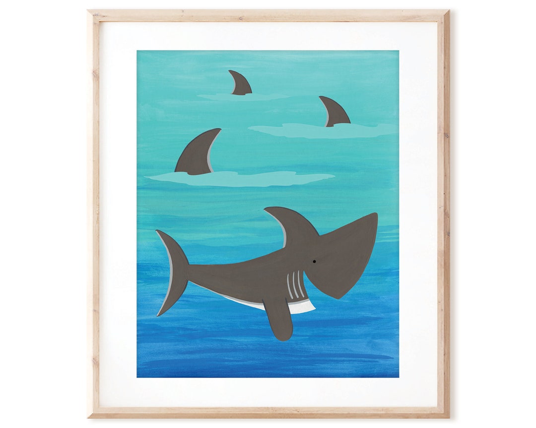 Happy Shark - Ocean Art - Printable Art From Original Hand Painted ...