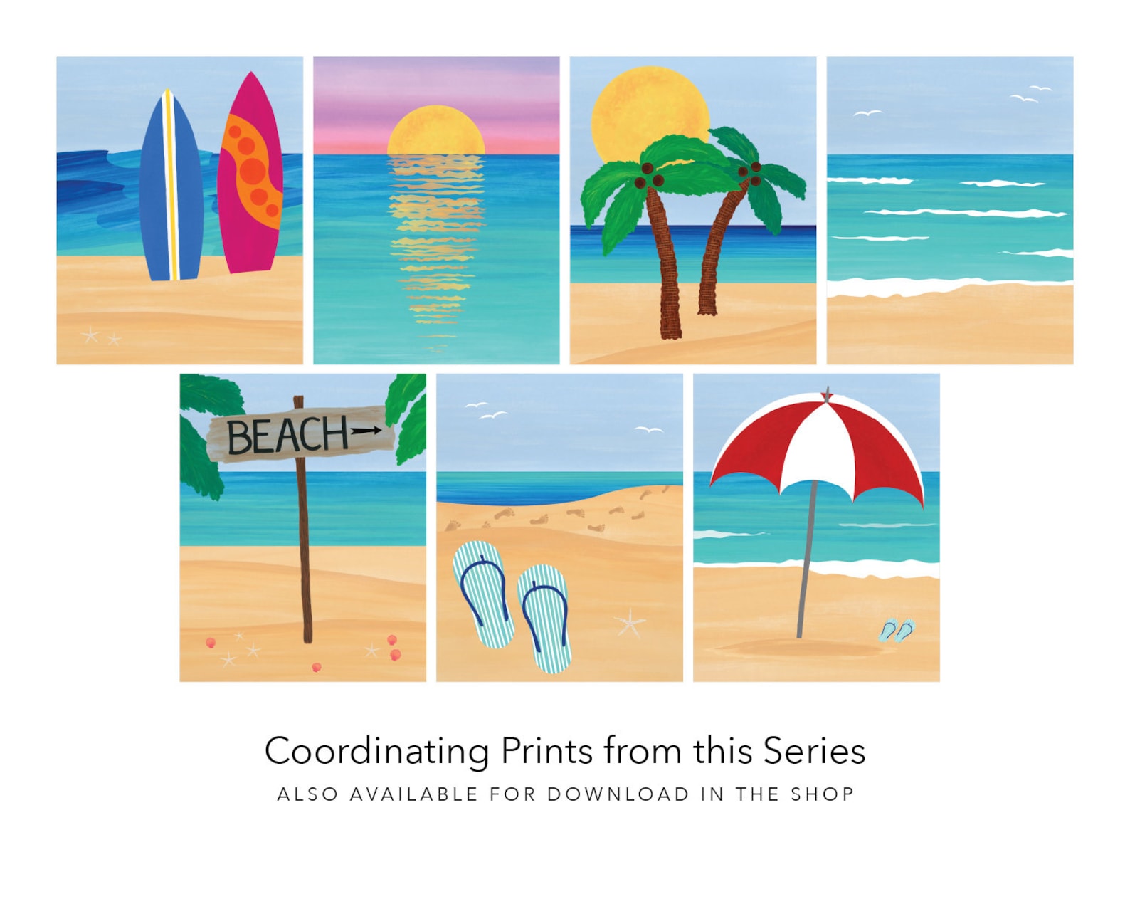 Sunset on the Beach - Ocean Art - Printable Art From Original Hand ...