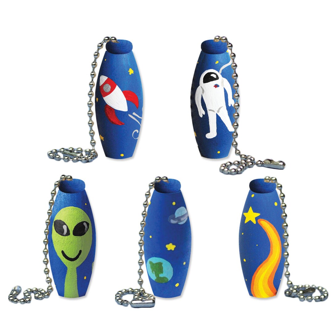 Children's Fan Pull or Lamp Finial - Custom Hand Painted Rocket Ship ...