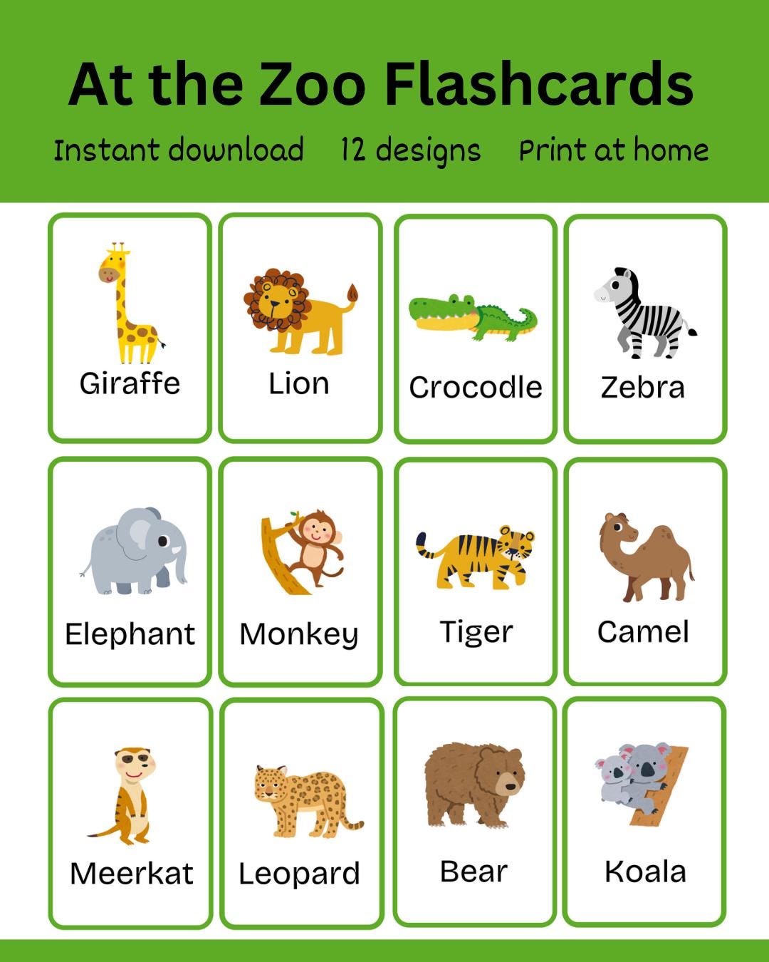Toddler Learning Flashcards | Zoo Flashcards | Montessori-inspired ...