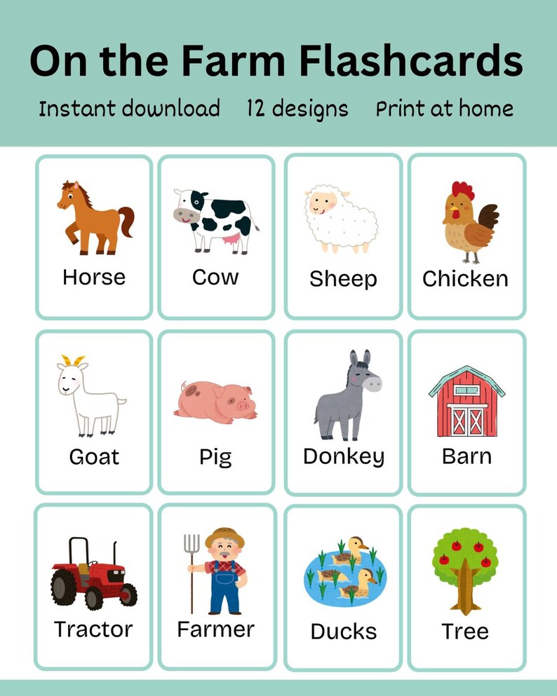 Toddler Learning Flashcards | Farm Flashcards | Montessori-inspired ...