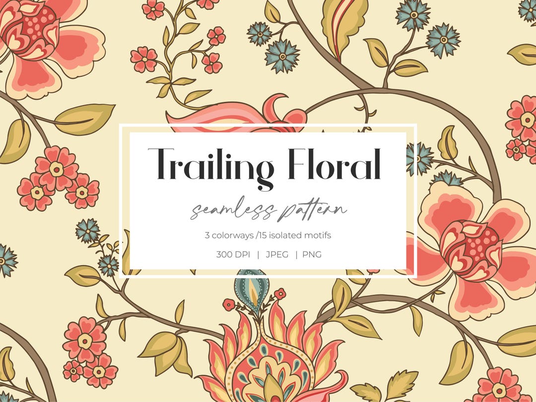 Trailing Floral Pattern: Indian Chintz Style (digital Download) - Etsy
