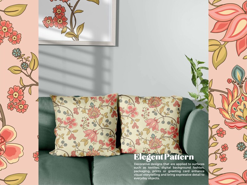 Trailing Floral Seamless Pattern: Indian Chintz Style Surface Designs ...
