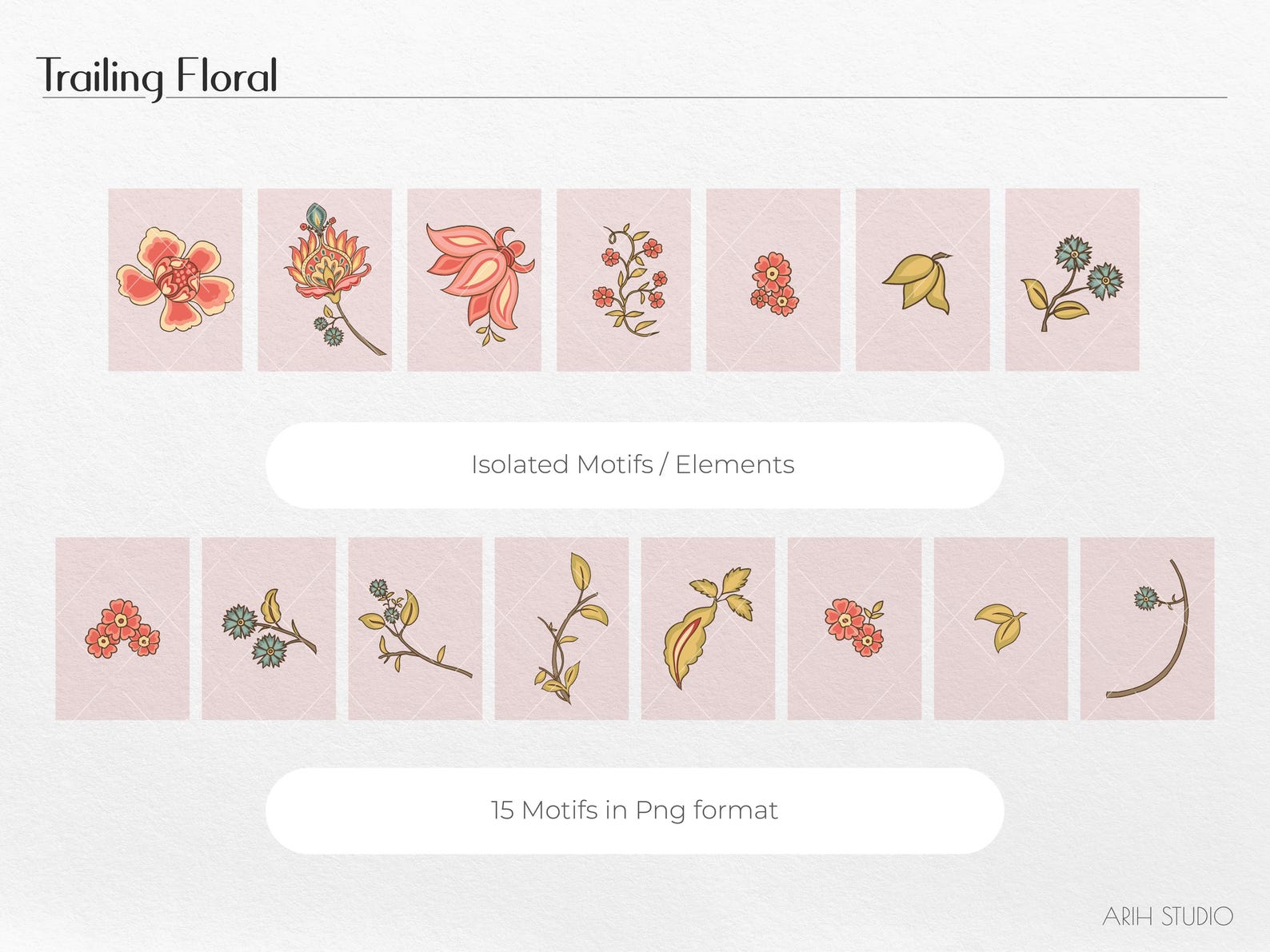 Trailing Floral Seamless Pattern: Indian Chintz Style Surface Designs ...