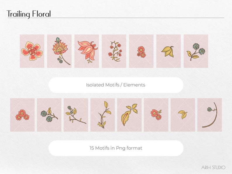 Trailing Floral Seamless Pattern: Indian Chintz Style Surface Designs ...
