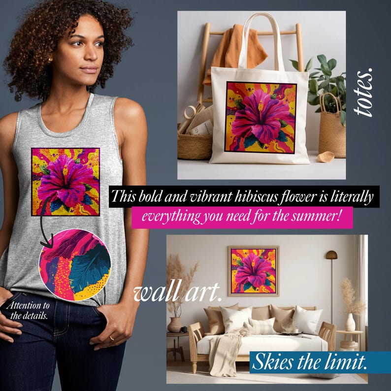 Psychedelic Hibiscus PNG EPS – Trippy Flower Clipart – Vibrant Floral ...